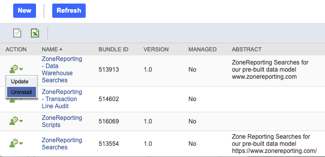 Uninstalling the ZoneReporting Data Warehouse NetSuite Bundles – ZoneReporting Knowledge Base